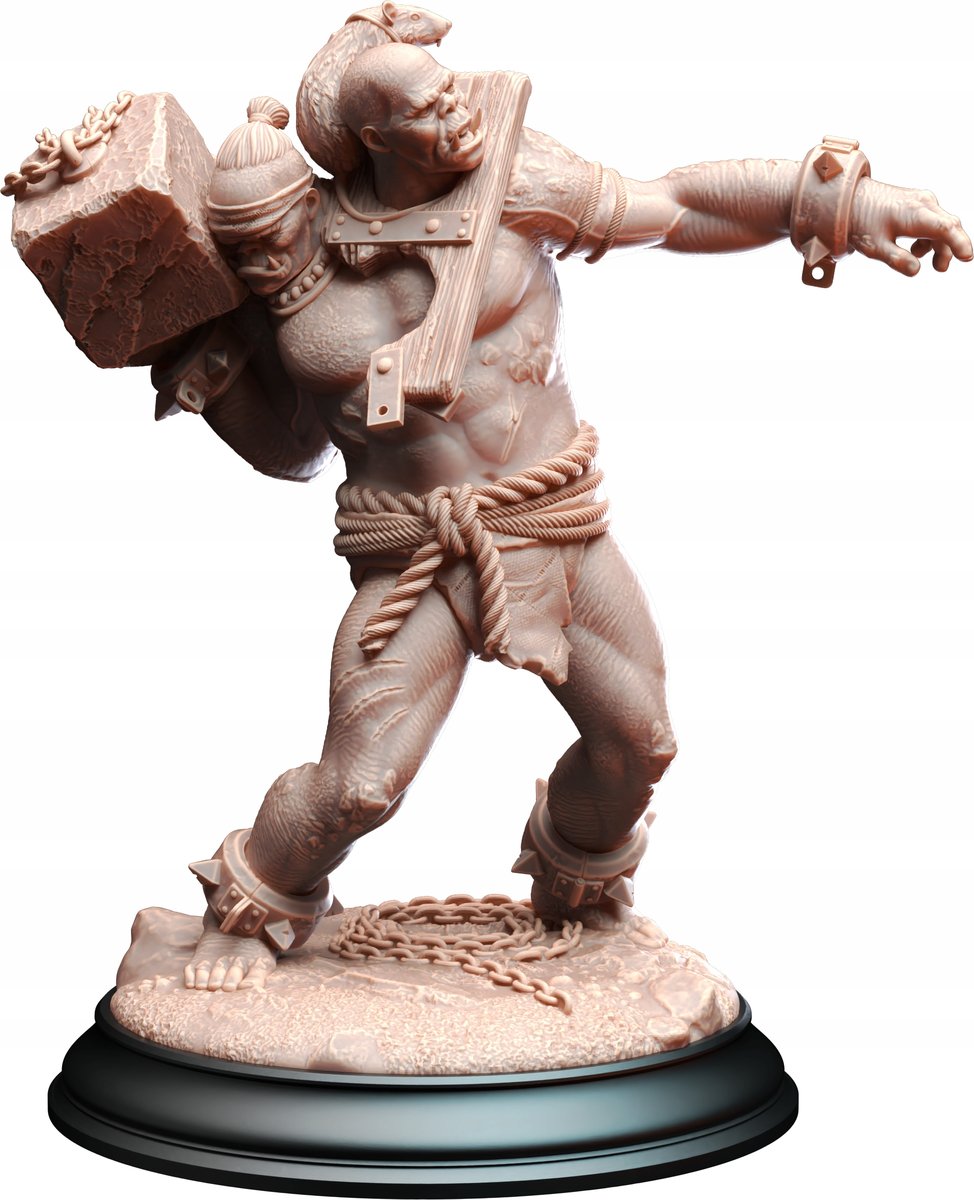 Ettin - Dwugłowy Ork Kat Duża Figurka 12k + BONUS do DND D&D druk 3D ...