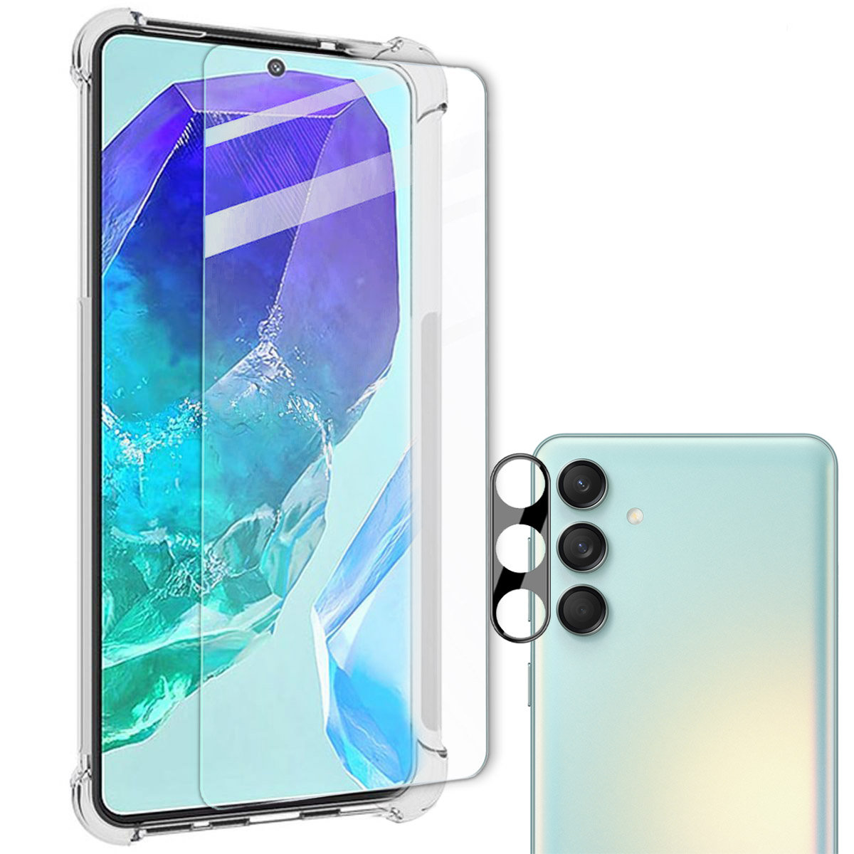 Etui + 2x szkło + obiektyw Bizon Case Clear Pack do Galaxy M55 5G ... Etui + 2x szkło + obiektyw Bizon Case Clear Pack do Galaxy M55 5G ...
