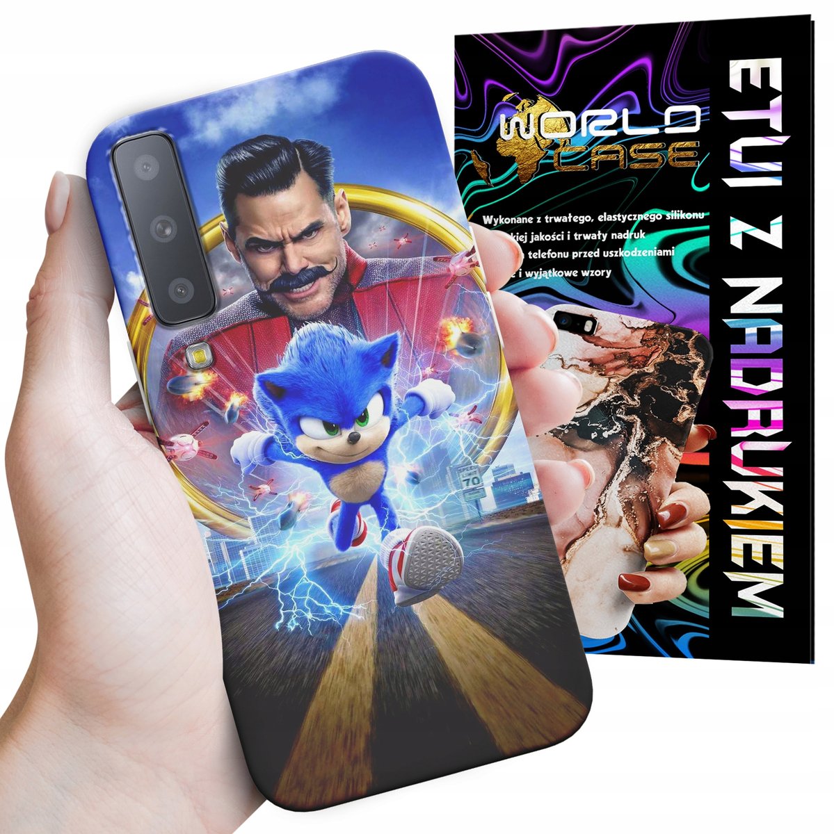 ETUI CASE DO SAMSUNG A7 2018 - SONIC SONIK WZORY Z BAJEK MARIO PLECKI ...