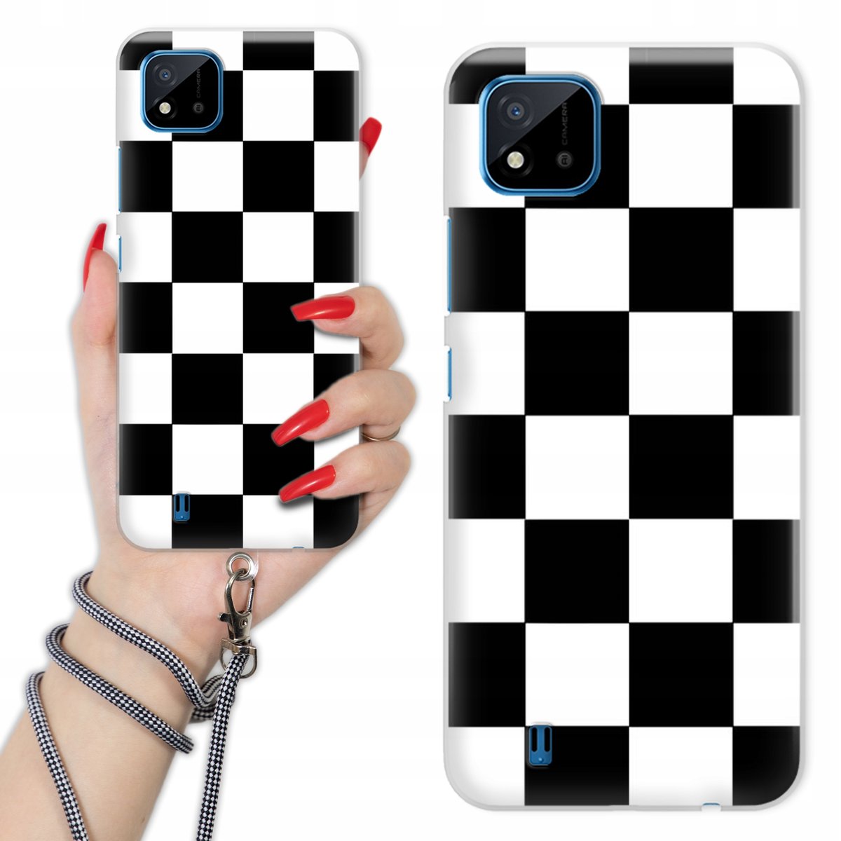 Etui Charms Sznurek do REALME C11 2021 Kratka B&W CZARNO-BIAŁA ...