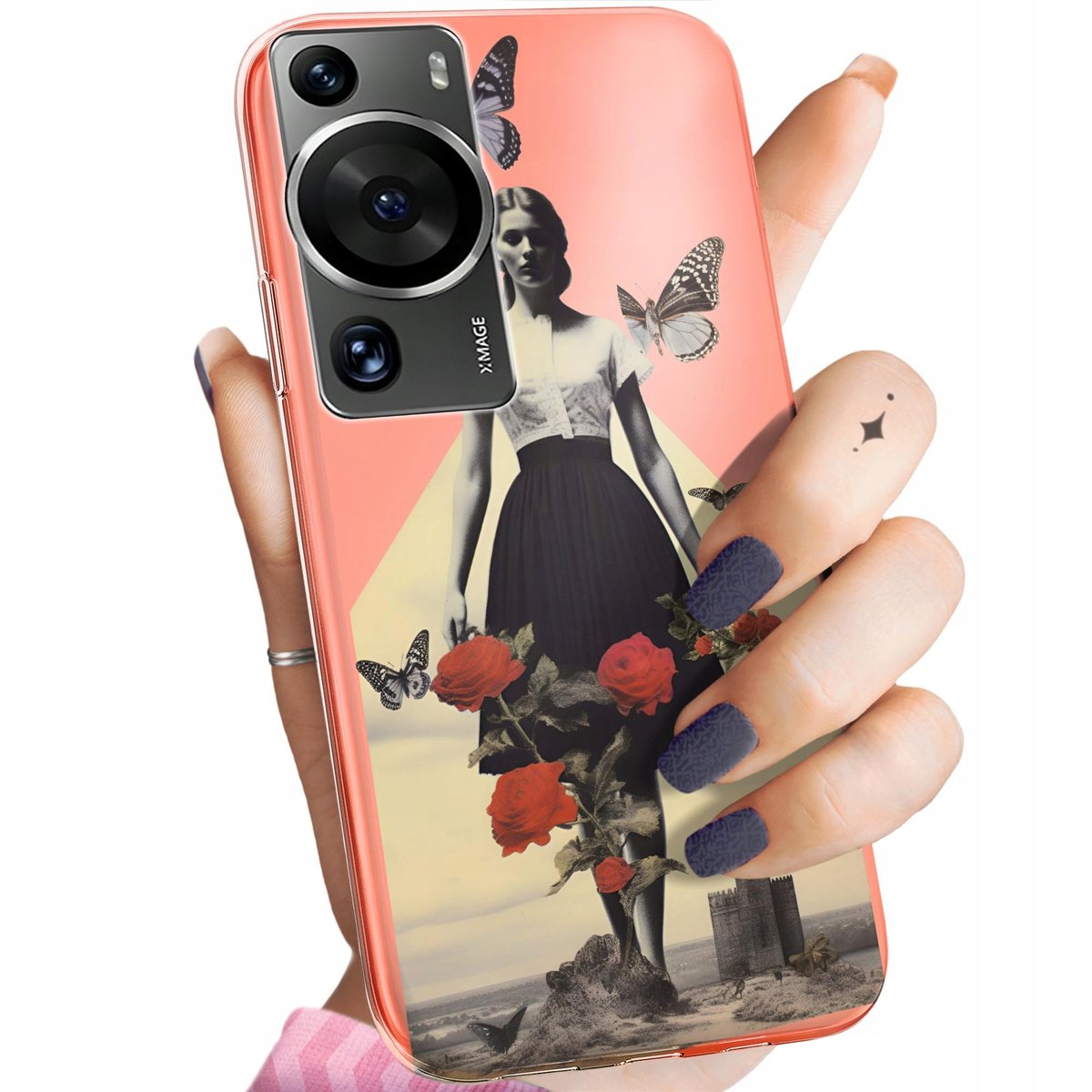 Etui do huawei p60 / p60 pro wzory collage retro vintage obudowa ...