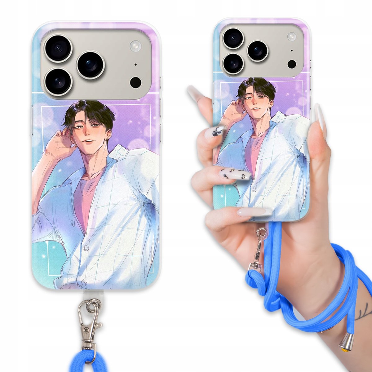 Etui Do IPHONE 17 PRO + Sznurek Niebieski SAJA BOYS K-Pop Demon Hunters ...