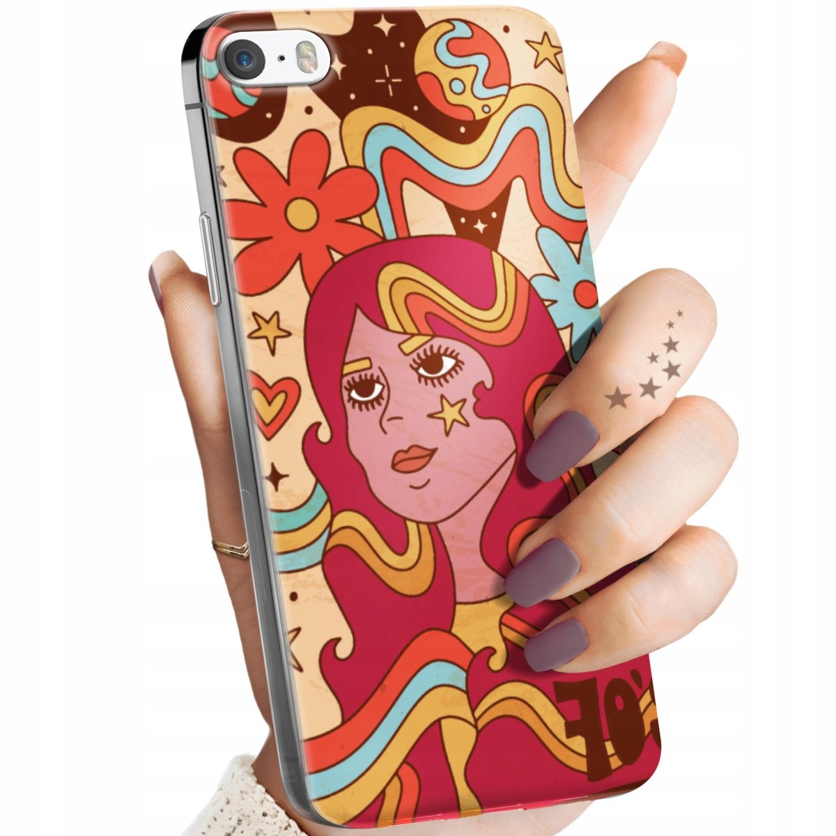 ETUI DO IPHONE 5 / 5S / SE WZORY HIPPIE PEACE HIPPISI OBUDOWA POKROWIEC ...