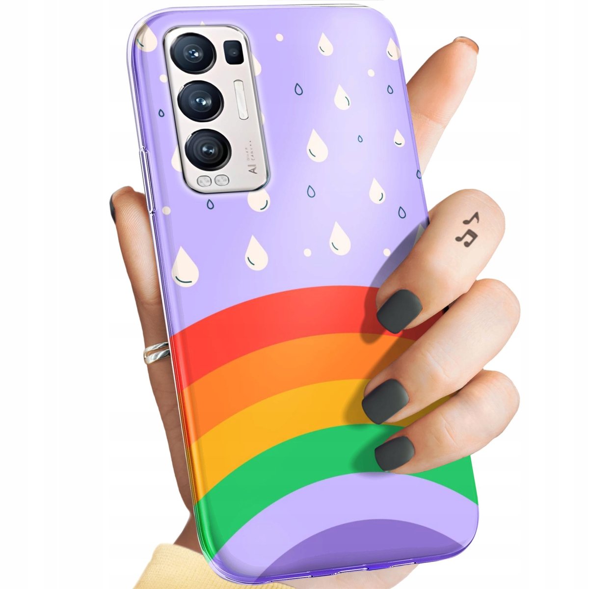 Etui Do Oppo Reno 5 Pro Plus 5G Wzory Tęcza Rainbow Obudowa Pokrowiec ...