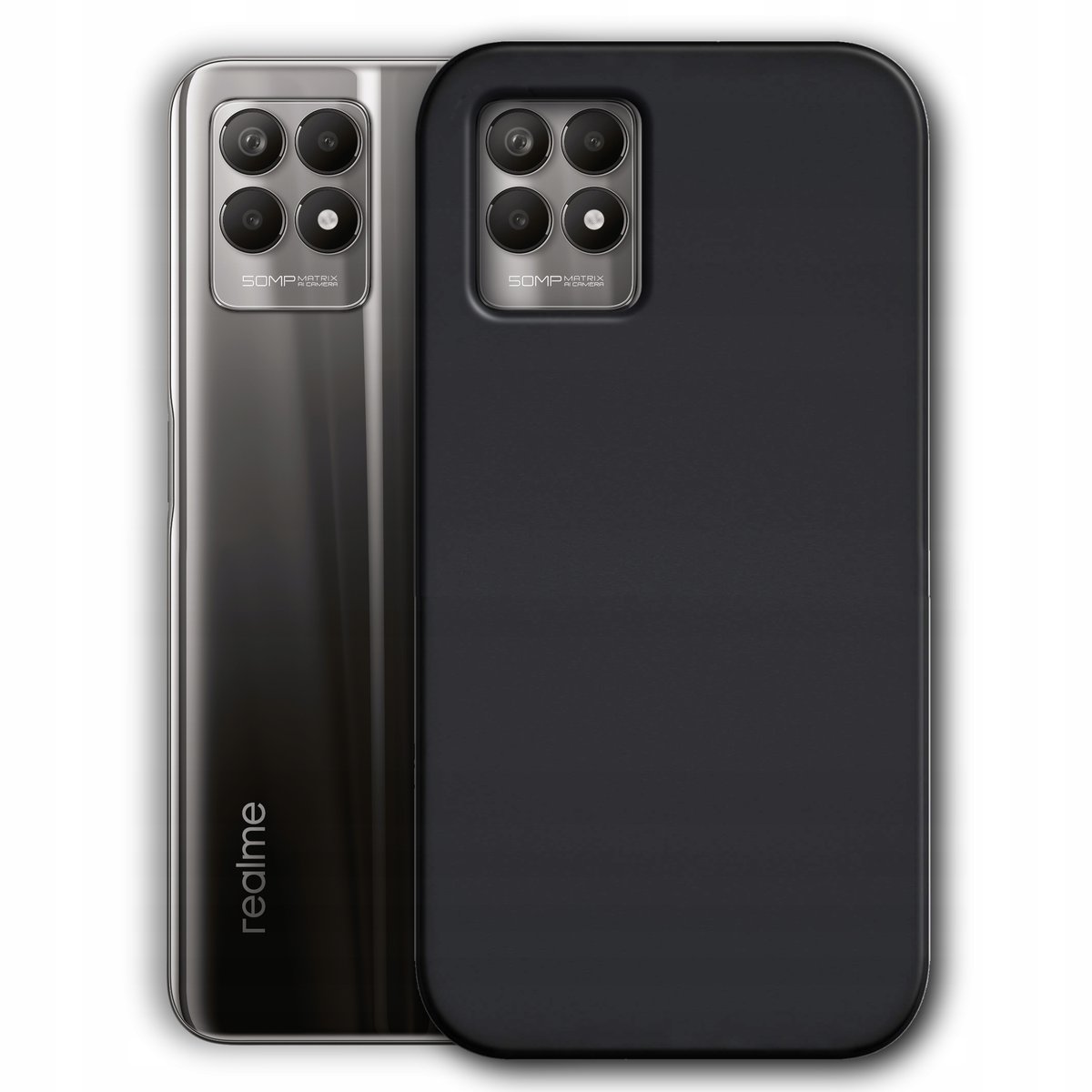 Etui Do Realme 8I Gumowe Obudowa Czarne Matowe Silikon Pokrowiec Slim ...