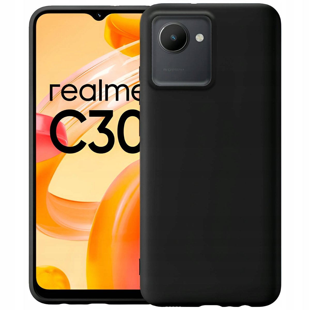 Etui Do Realme C30 Gumowe Obudowa Czarne Matowe Silikon Pokrowiec Slim ...