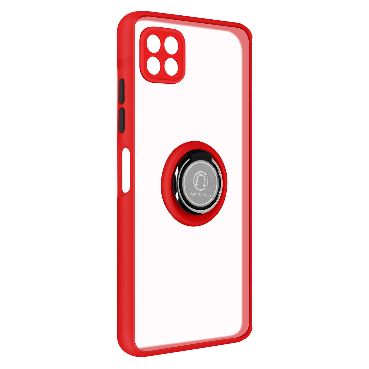 Etui do Samsung Galaxy A22 5G Bi-material Metal Ring Support - czerwone ...