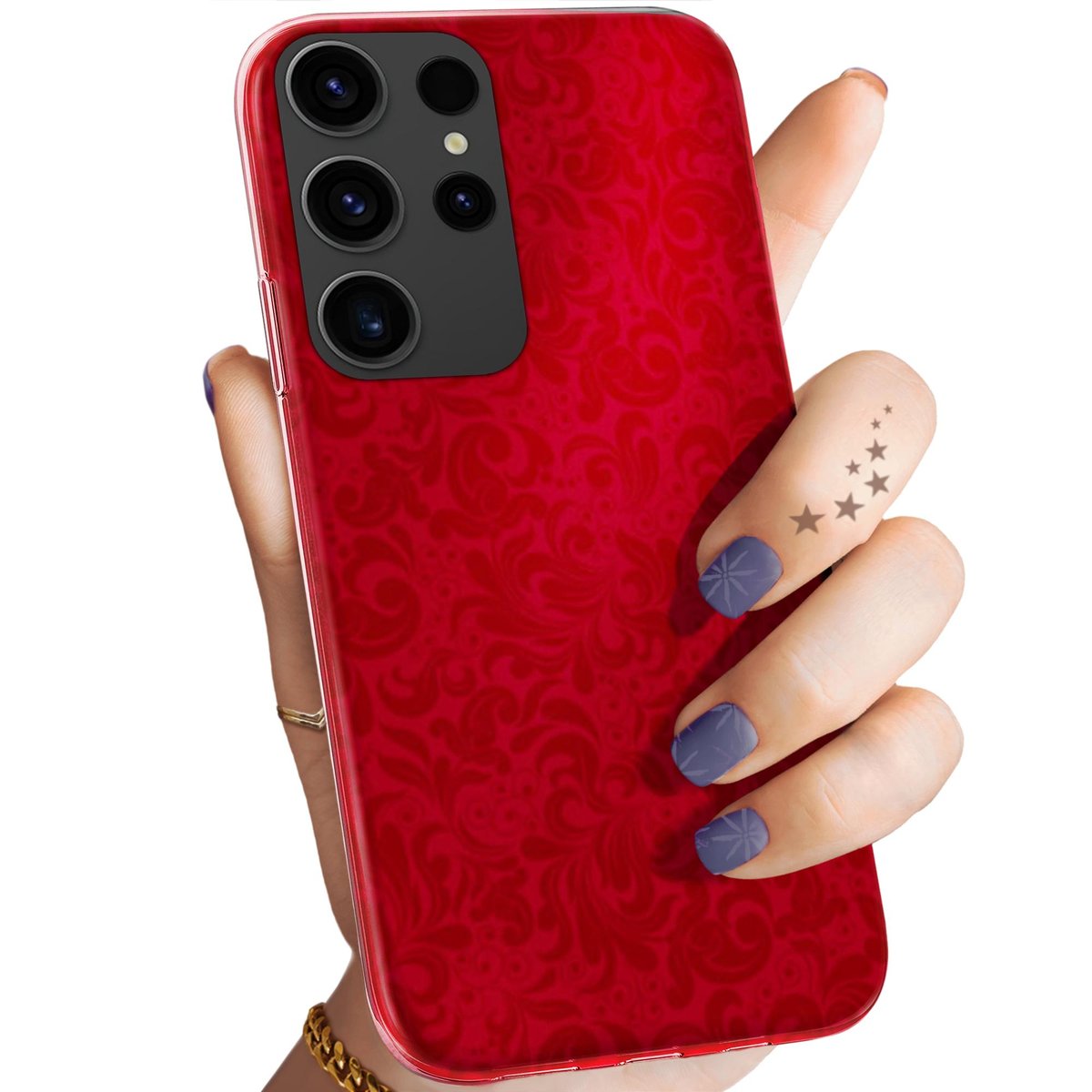 Etui Do Samsung Galaxy S24 Ultra Wzory Czerwone Serca RÓŻe Obudowa Case