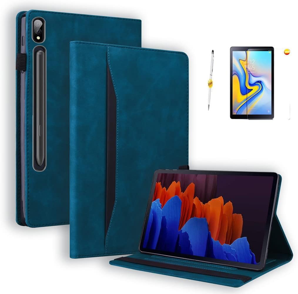 ETUI DO TABLETU SAMSUNG GALAXY TAB S7+ 12.4" GRANATOWY SKŁADANY +SZKŁO ...