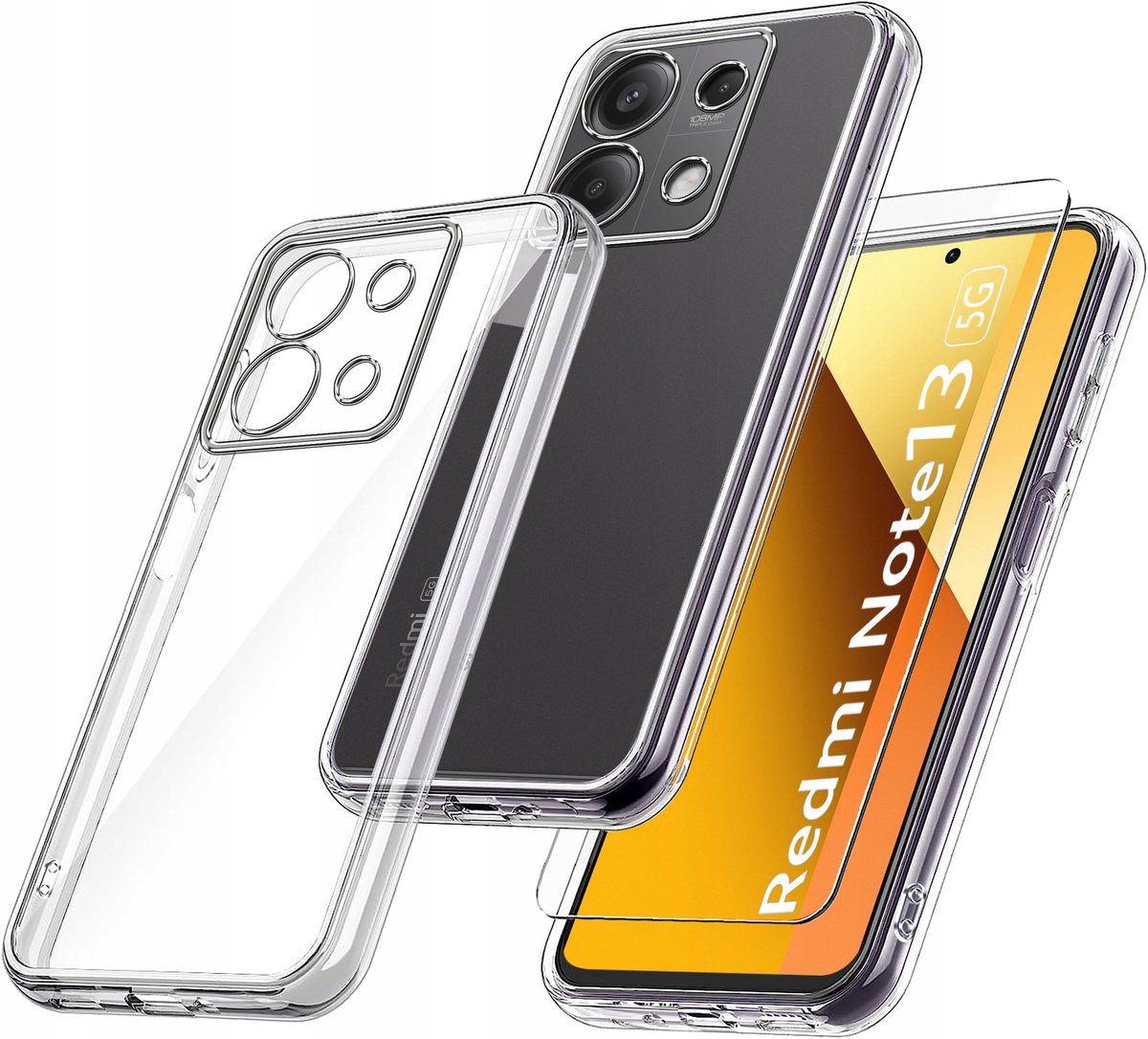 Etui do Xiaomi Redmi Note 13 5G WZMACNIANE 360° CLEAR + Szkło 9H ...