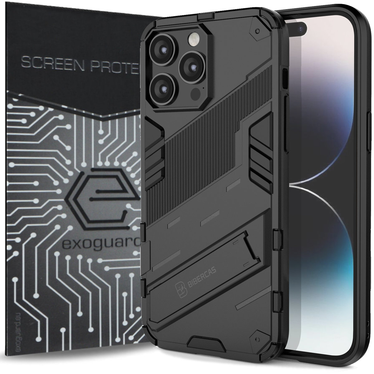 ETUI EXOGUARD BIBERCAS + SZKŁO - APPLE IPHONE 14 PRO MAX - PANCERNE ...