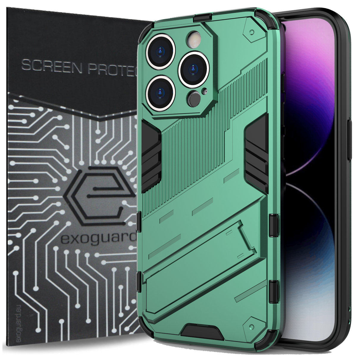 ETUI EXOGUARD BIBERCAS + SZKŁO - APPLE IPHONE 15 PRO - PANCERNE CASE ...