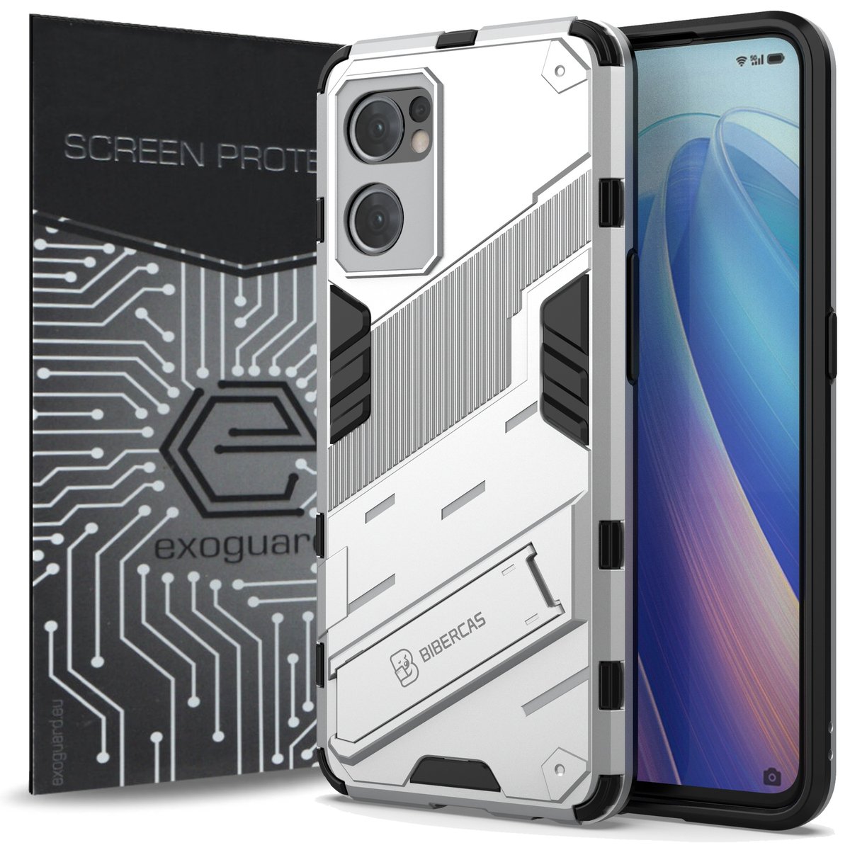 ETUI EXOGUARD BIBERCAS + SZKŁO - OPPO RENO 7 5G - PANCERNE CASE OBUDOWA ...