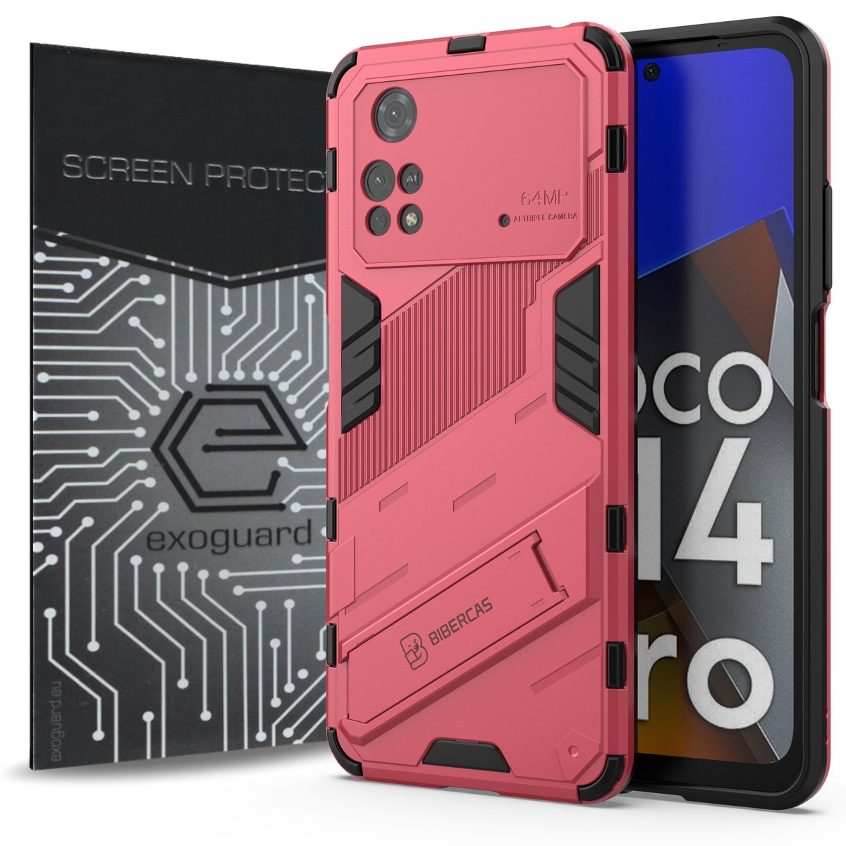 ETUI EXOGUARD BIBERCAS + SZKŁO - XIAOMI POCO M4 PRO (4G) - PANCERNE ...