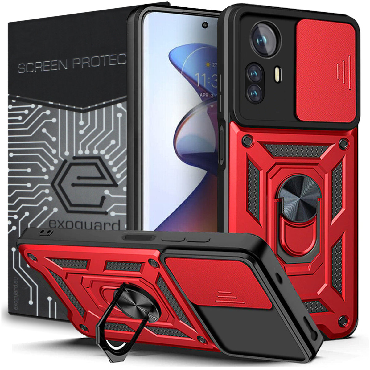 Etui Exoguard Camshield + Szkło - Xiaomi Redmi Note 12S - Pancerne Case ...