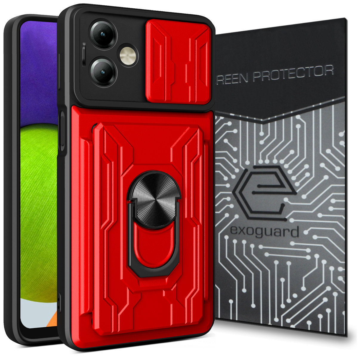 Etui Exoguard Cardshield + Szkło - Motorola Moto G14 - Pancerne Case Obudowa Futerał Ring ...