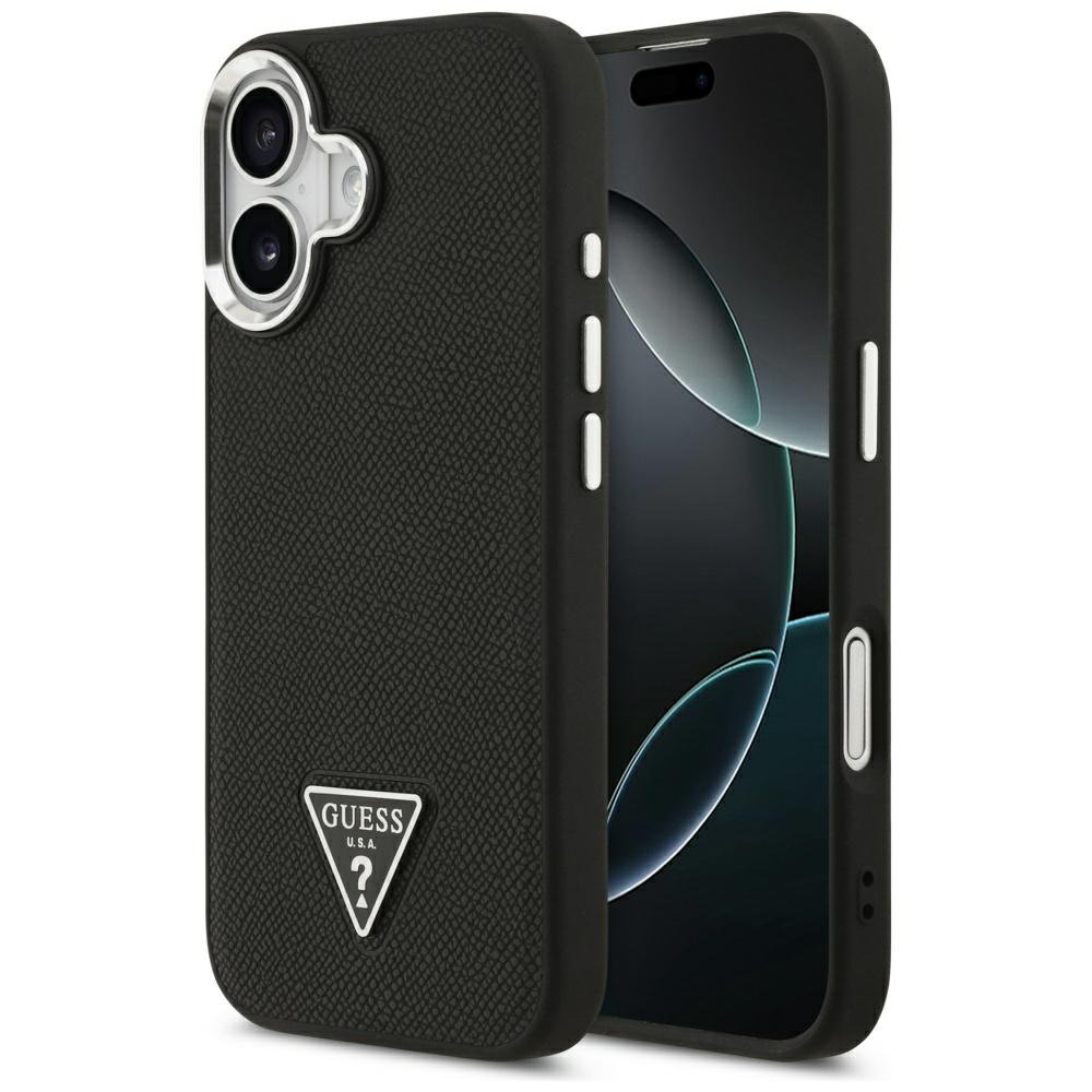 Etui Guess Grained Triangle Logo MagSafe do iPhone 17 czarny - GUESS | Sklep EMPIK.COM