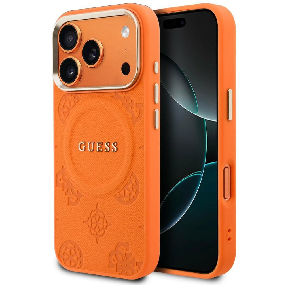 Etui Guess Peony Hot Stamp MagSafe do iPhone 17 Pro Max pomarańczowy ...