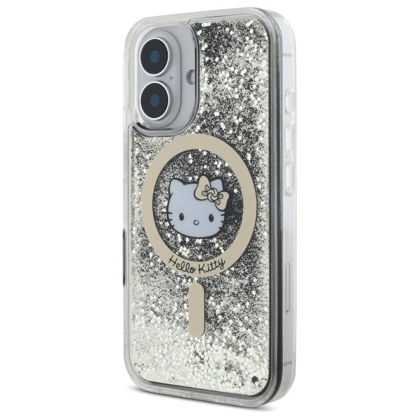Etui Hello Kitty do iPhone 16 6.1" czarno-złoty hardcase Liquid Glitter ...