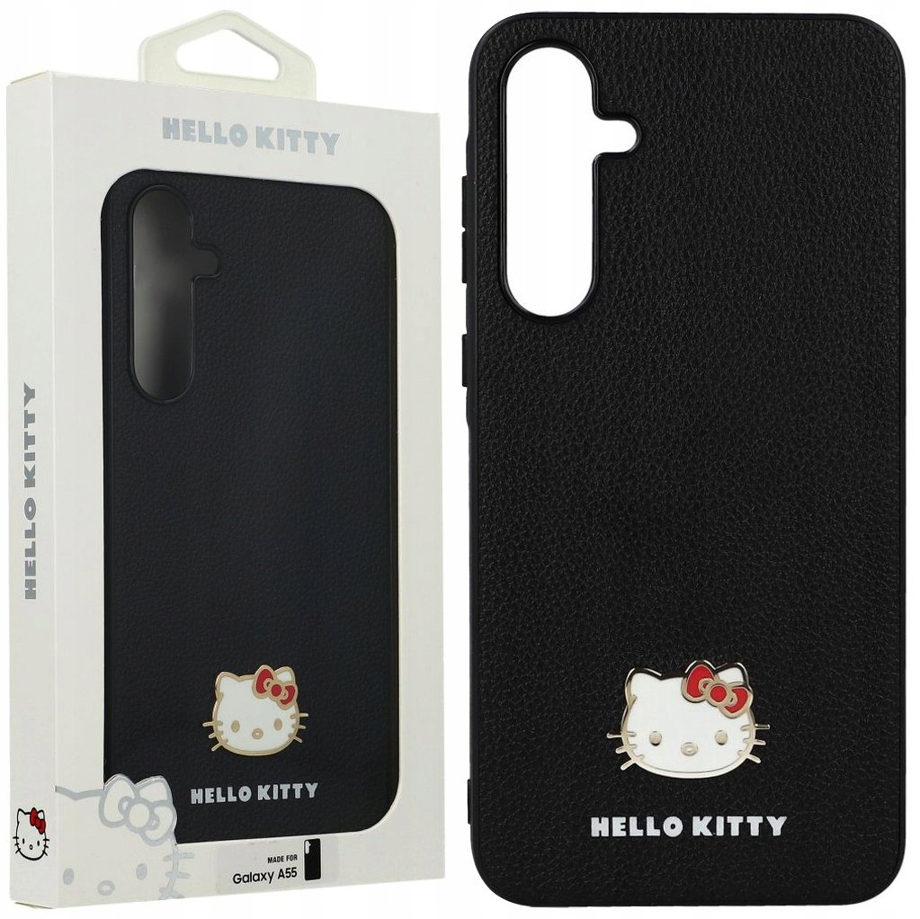 Etui Hello Kitty HardCase Metal Logo Kitty Head do Galaxy A55, czarne ...