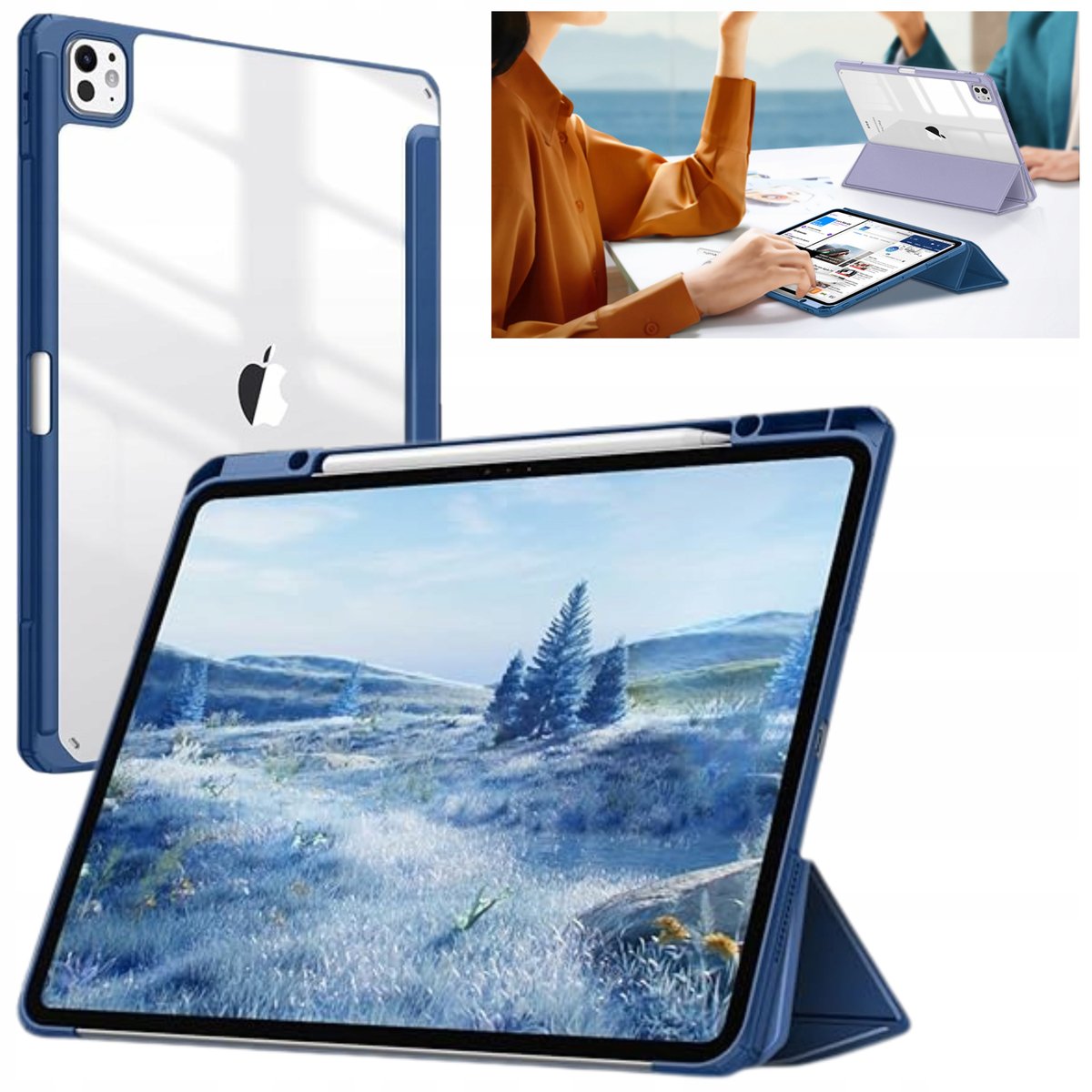 ETUI IPAD PRO 13 M4 M5 DO TABLETU Z UCHWYTEM NA PENCIL OBUDOWA OCHRONNE ...