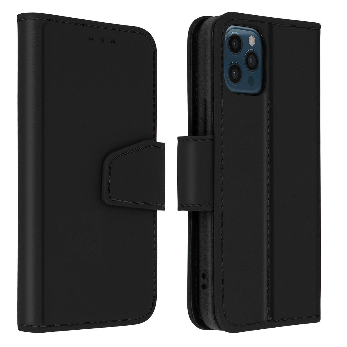 Etui iPhone 12 Pro Max Skórzane etui na karty Funkcja Premium Black ...