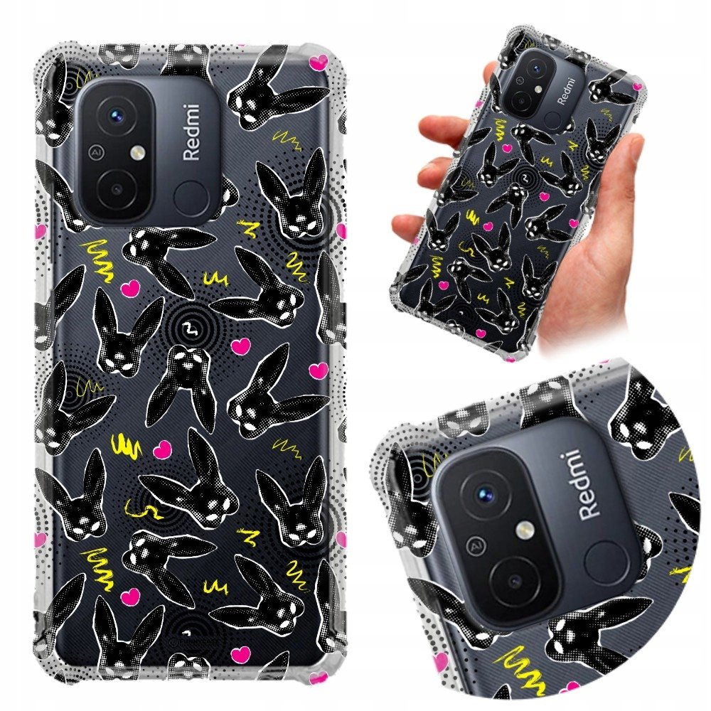 ETUI OCHRONNE do XIAOMI REDMI 11A GLOW TRENDS Czarne Różowe Rock Mix ...