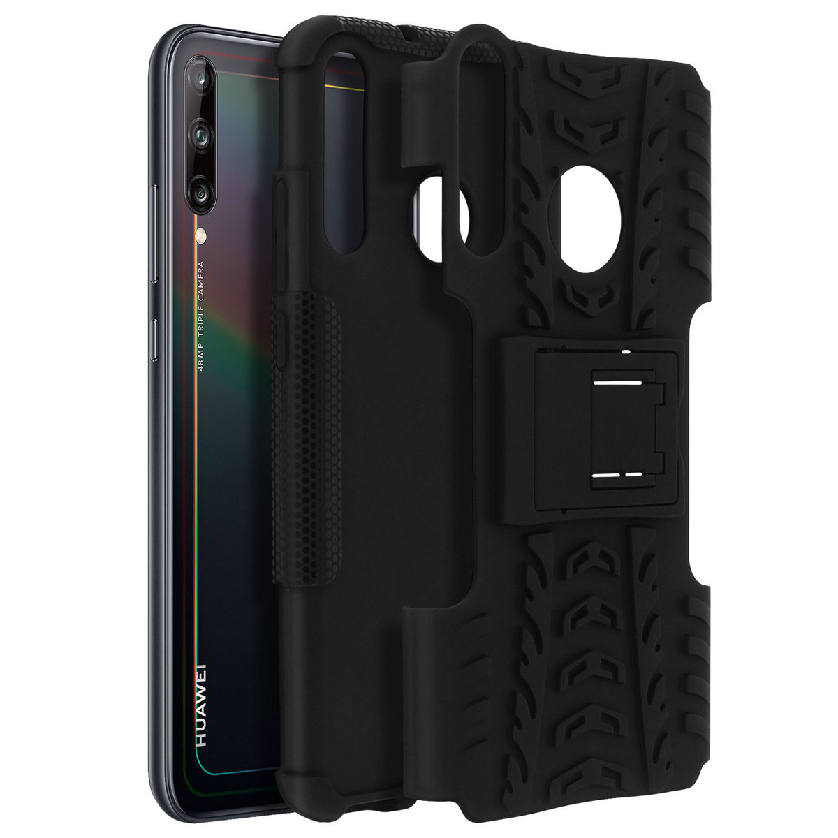 Etui ochronne Huawei P40 Lite E Semi-Rigid Shock Support Stand, czarne - Avizar | Sklep EMPIK.COM