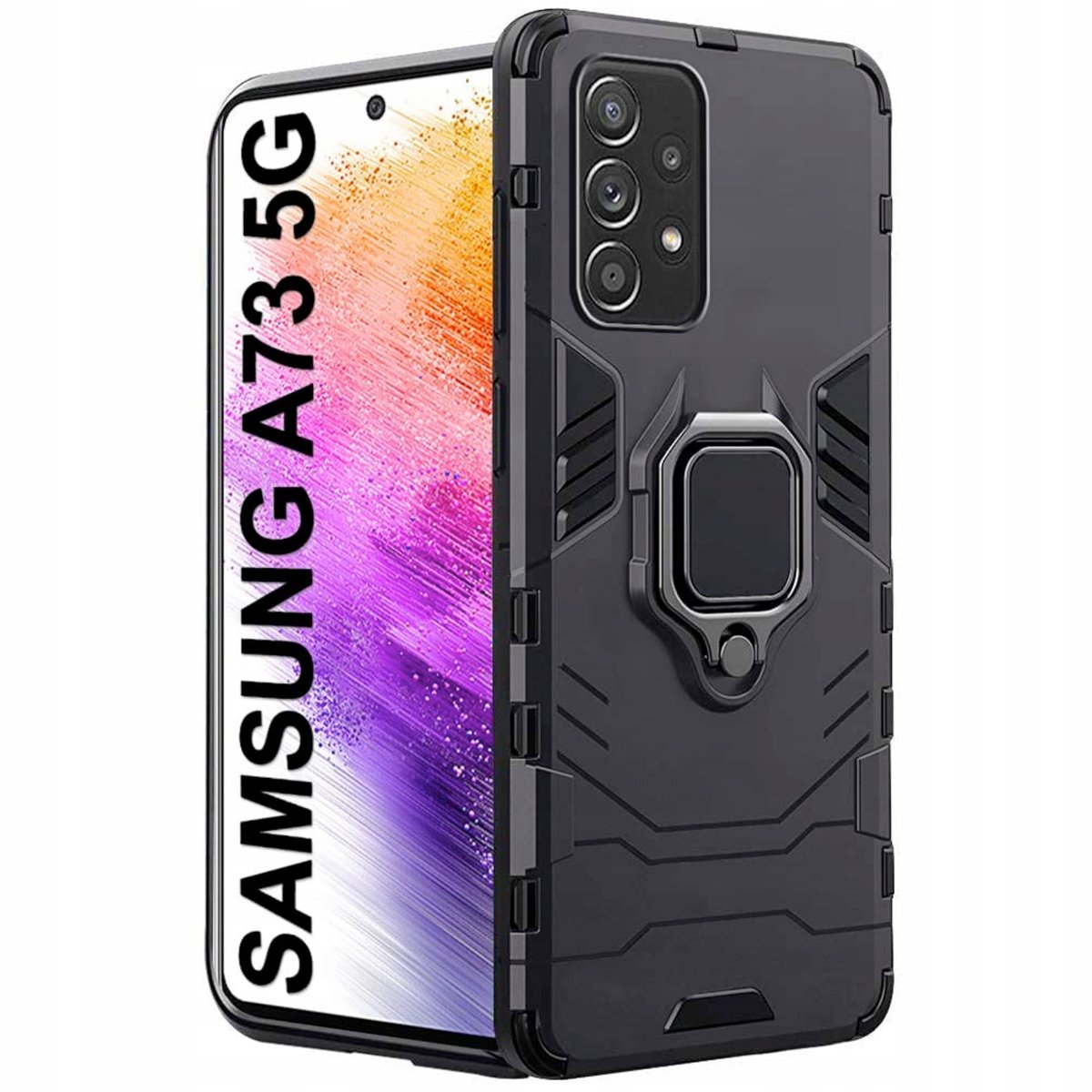 Etui Pancerne Do Samsung Galaxy A73 5G Czarne Obudowa Armor Holder Ring ...