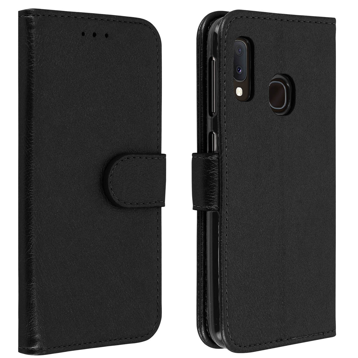 Etui-portfel z klapką, etui magnetyczne z podstawką do Samsunga Galaxy A20e – czarne - Avizar ...