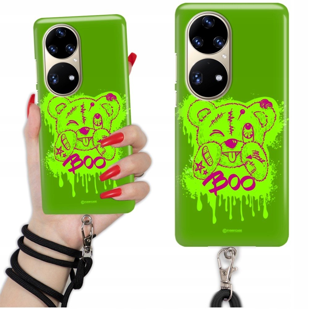 Etui QUICK Sznurek do HUAWEI P50 PRO Smycz Czarna Misie Pluszowe Mix ...