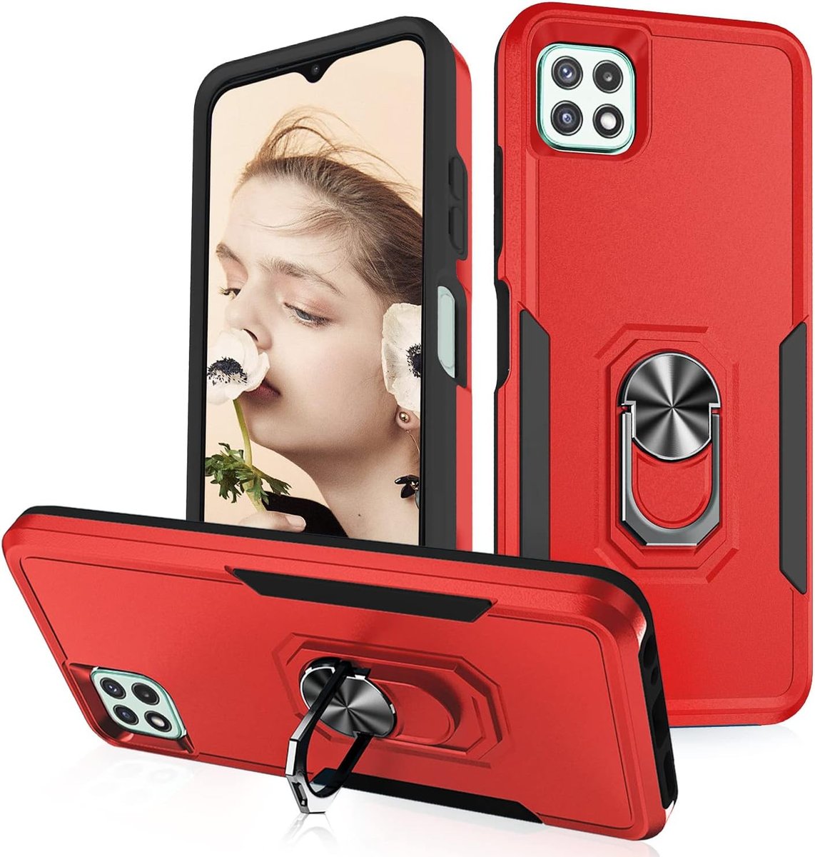 ETUI SAMSUNG GALAXY A22 5G CZERWONE TWARDE Z PODSTAWKĄ SM-A226B SM ...