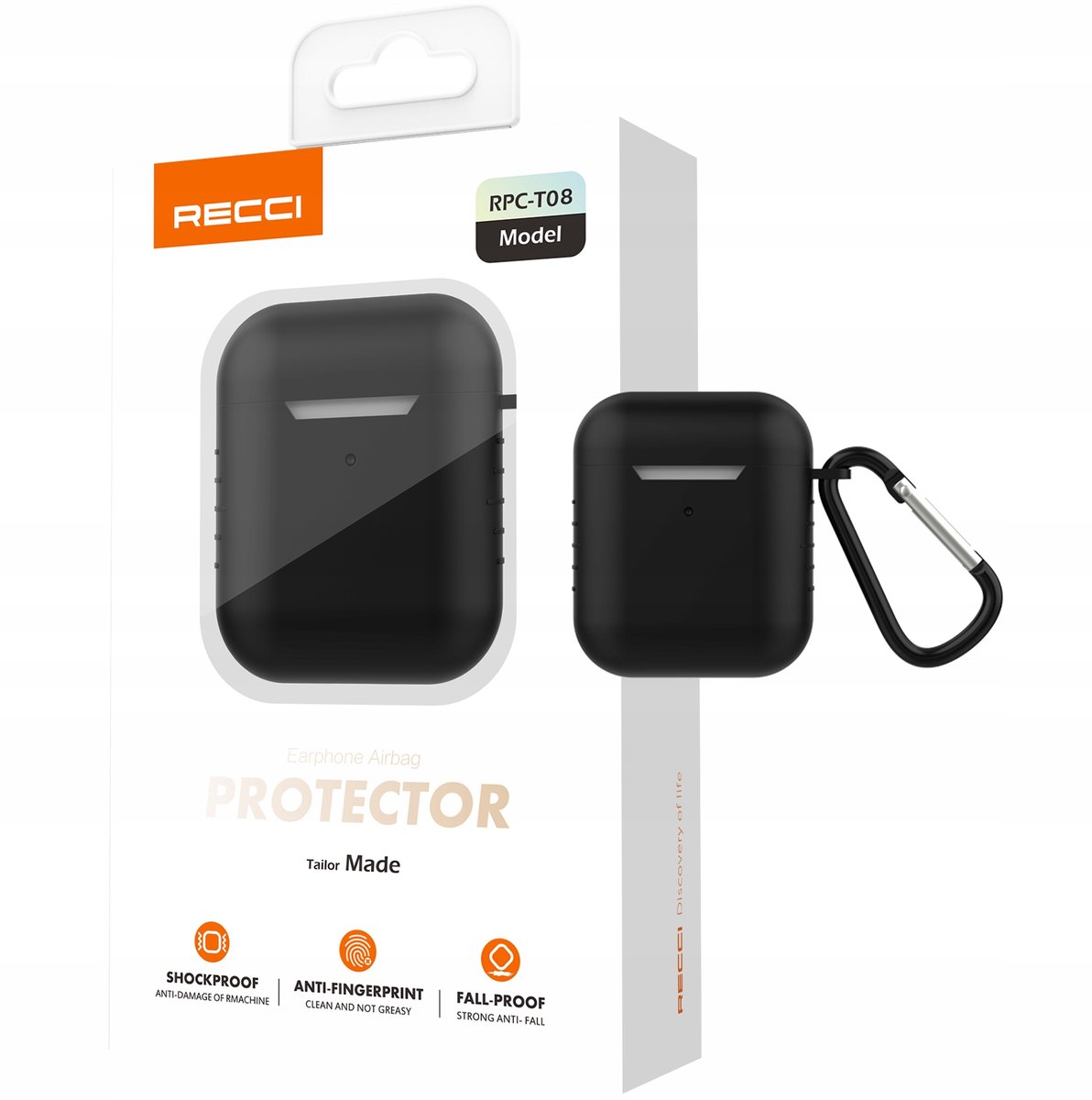 ETUI SILIKONOWE CASE DO AIRPODS 1/2 RECCI OBUDOWA POKROWIEC Z HAKIEM - Recci | Sklep EMPIK.COM