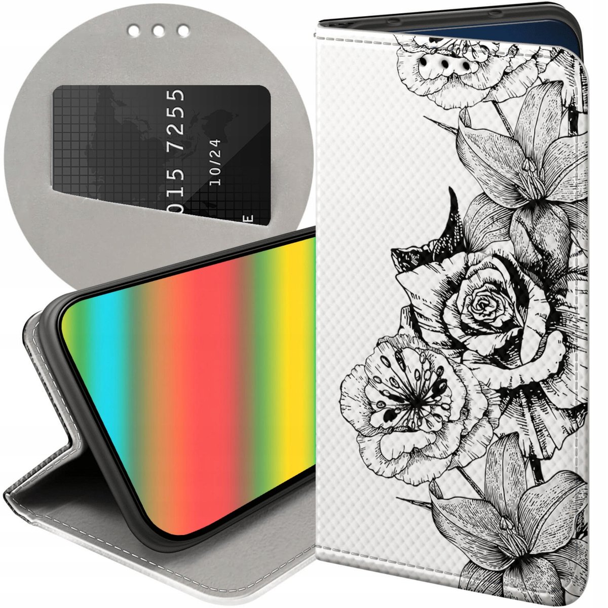 ETUI Z KLAPKĄ DO ALCATEL 1B 2020 WZORY BEŻOWE KREMOWE ECRU FUTERAŁ CASE ...