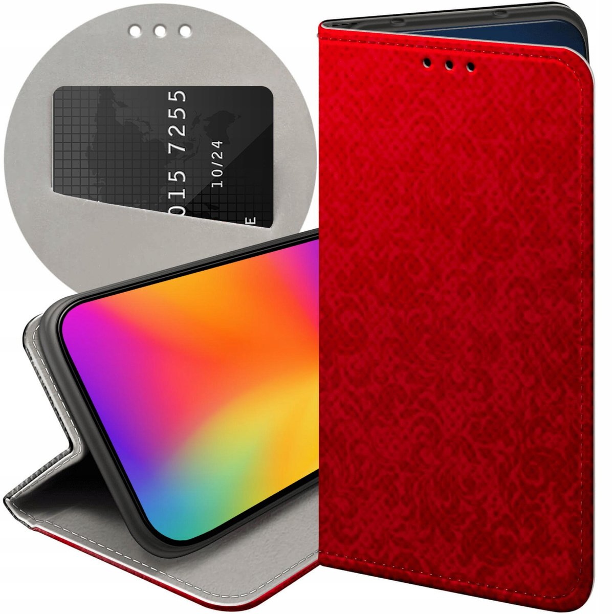 ETUI Z KLAPKĄ DO ALCATEL 1B 2020 WZORY CZERWONE SERCA RÓŻE FUTERAŁ CASE ...