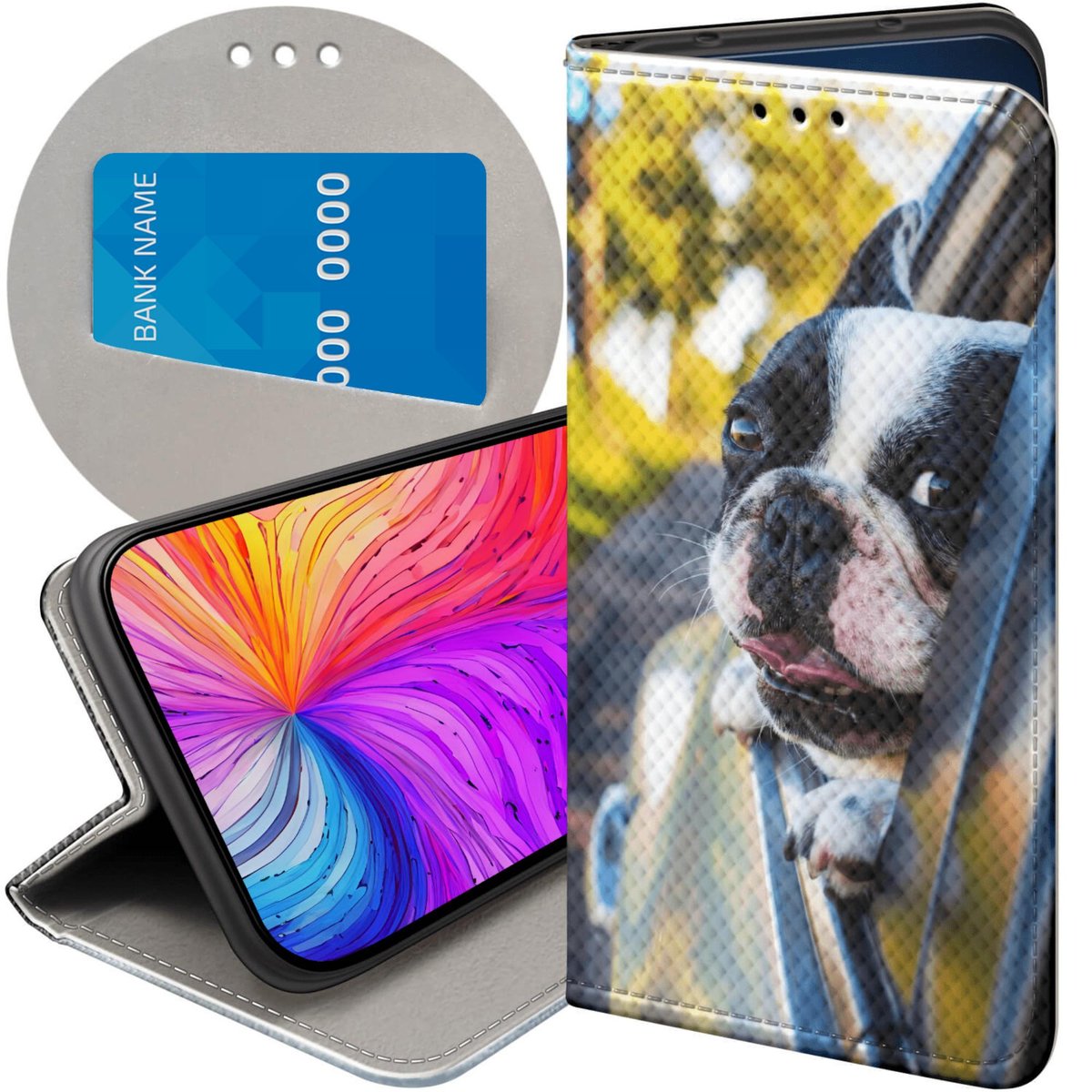 ETUI Z KLAPKĄ DO ALCATEL 1B 2020 WZORY MOPS BULDOG FRANCUSKI ANGIELSKI ...