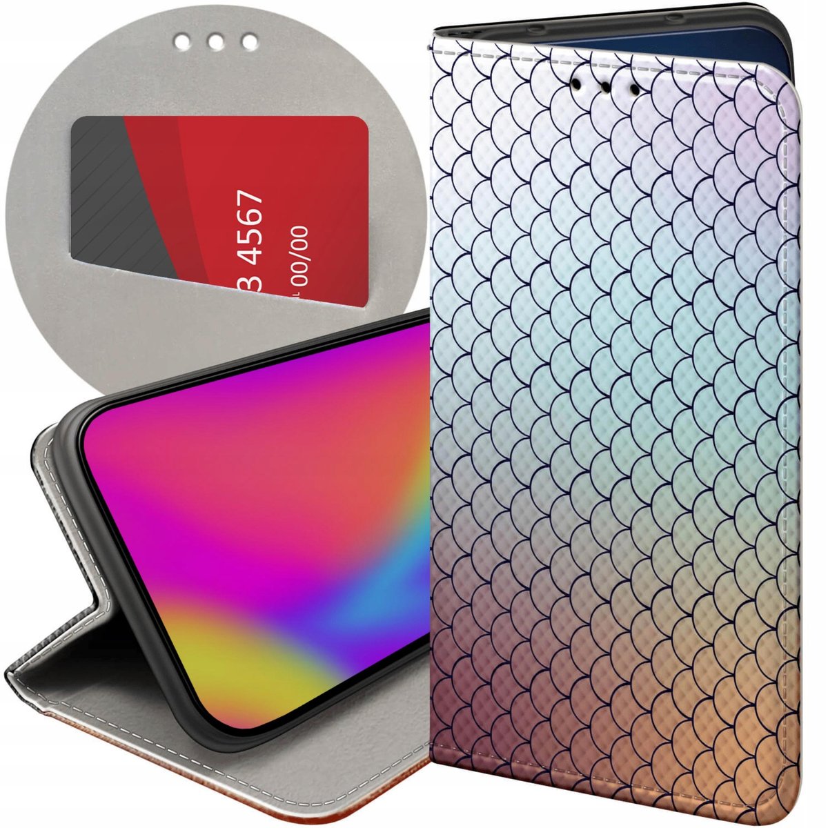ETUI Z KLAPKĄ DO ALCATEL 1B 2020 WZORY OMBRE GRADIENT KOLORY FUTERAŁ ...