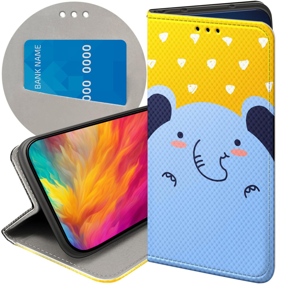 ETUI Z KLAPKĄ DO ALCATEL 1B 2020 WZORY SŁOŃ SŁONIE SŁONIKI FUTERAŁ CASE ...