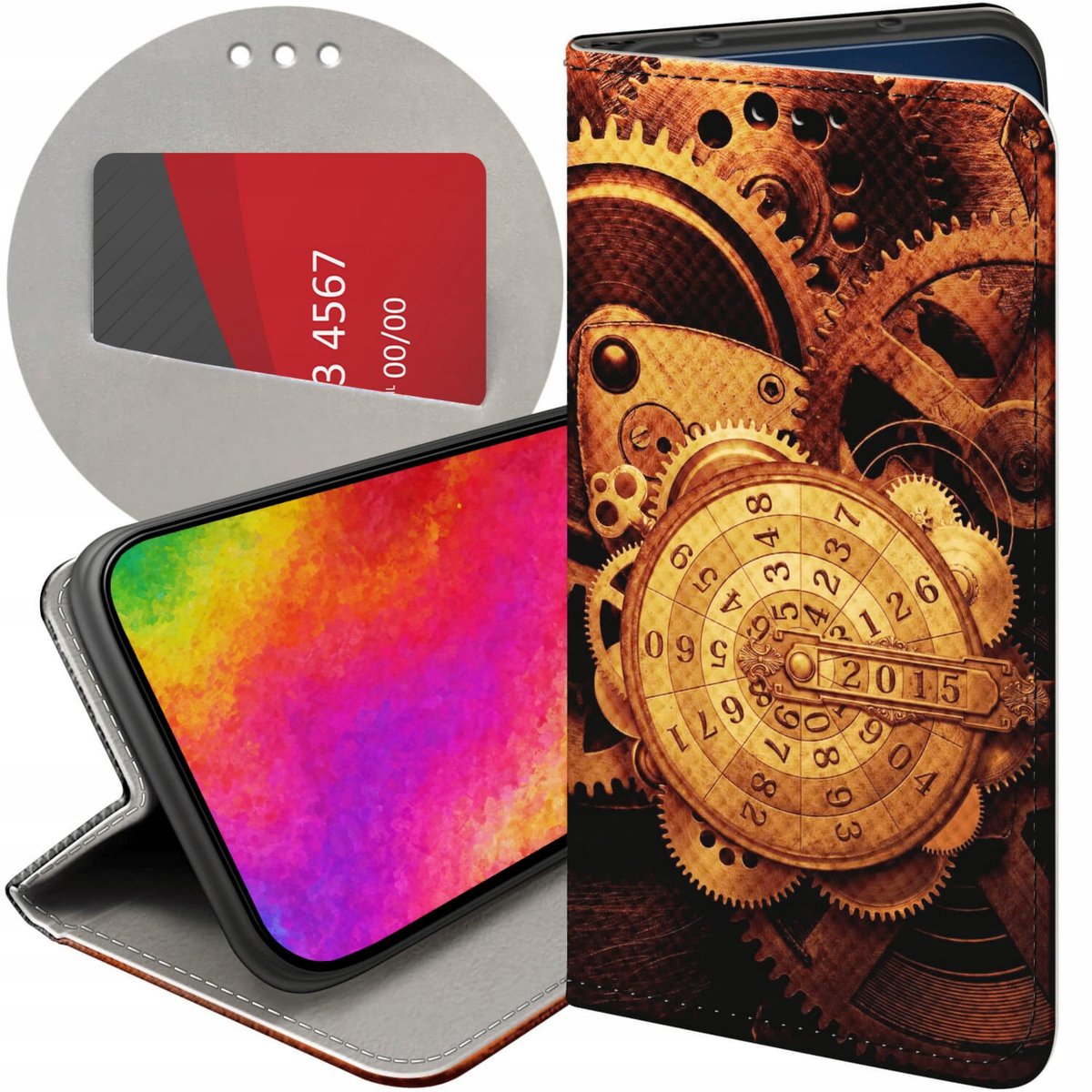 ETUI Z KLAPKĄ DO ALCATEL 1B 2020 WZORY ZEGARY CZAS ZEGARMISTRZ FUTERAŁ ...