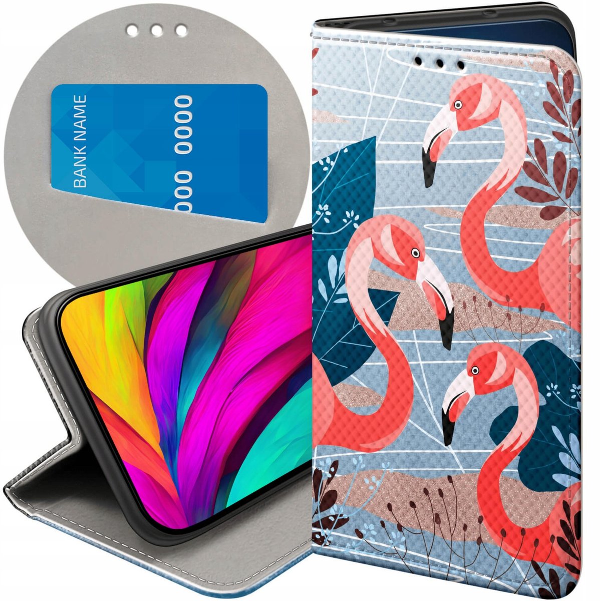 ETUI Z KLAPKĄ DO GOOGLE PIXEL 7A WZORY FLAMING FLAMINGI PTAKI FUTERAŁ ...