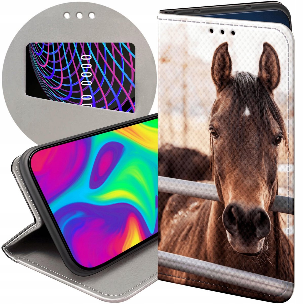 ETUI Z KLAPKĄ DO HONOR 90 LITE 5G WZORY KONIE KUCE PEGAZY FUTERAŁ ...