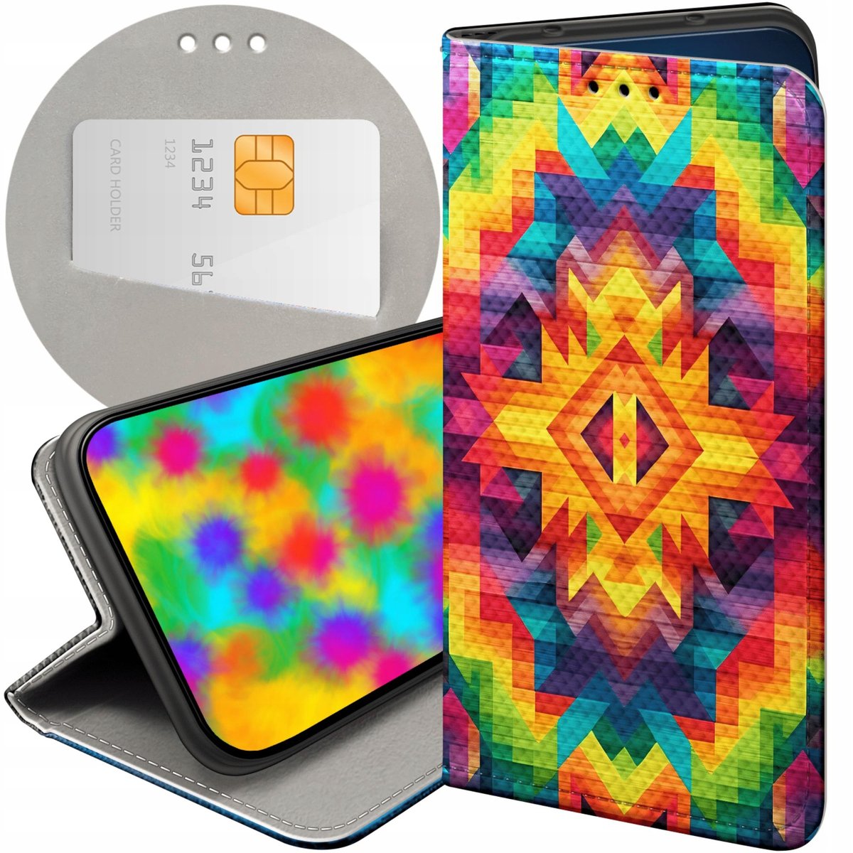 ETUI Z KLAPKĄ DO HUAWEI NOVA 12 SE WZORY AZTECKIE AZTEC AZTECY FUTERAŁ ...