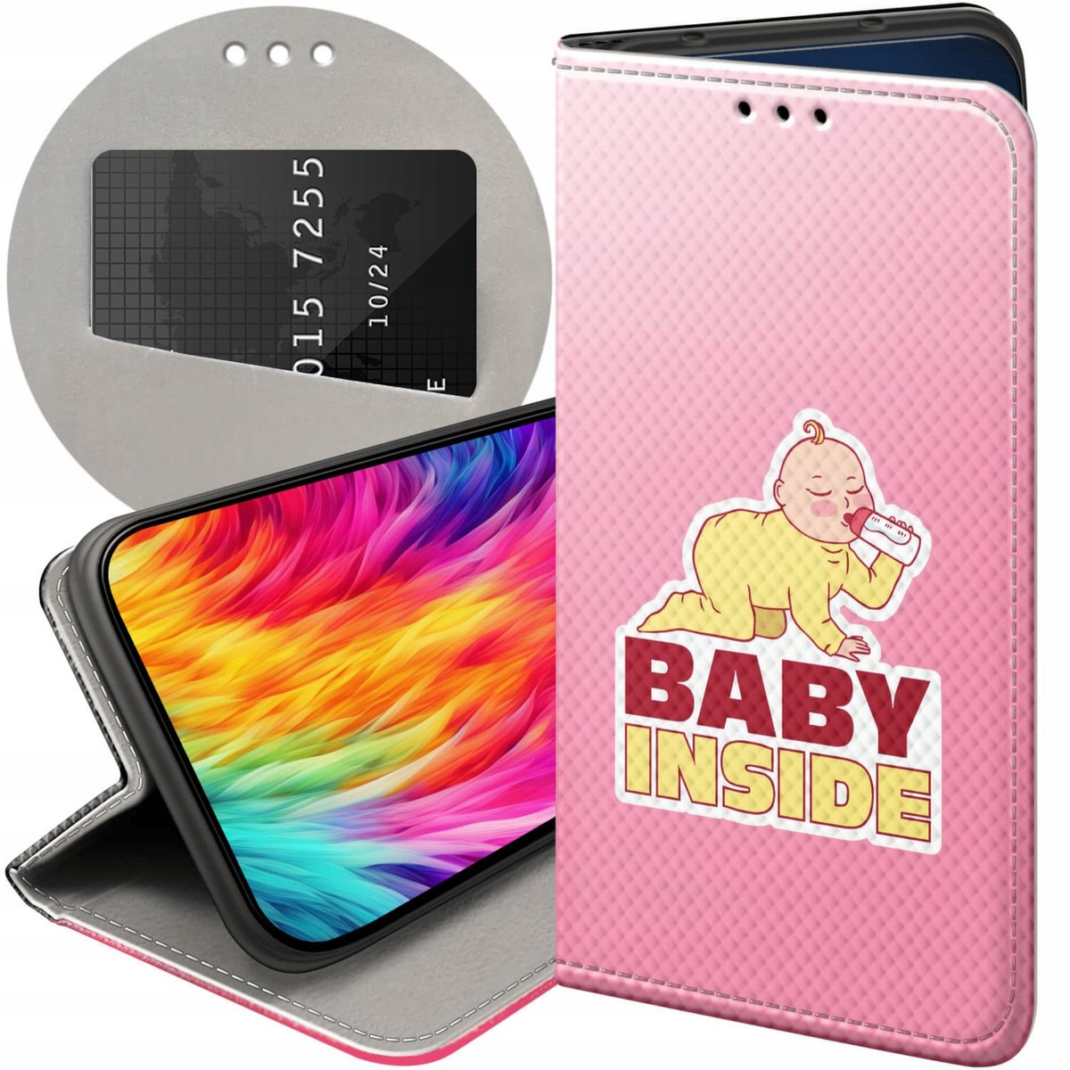 ETUI Z KLAPKĄ DO HUAWEI P20 WZORY CIĄŻOWE PREGNANT BABY SHOWER FUTERAŁ ...