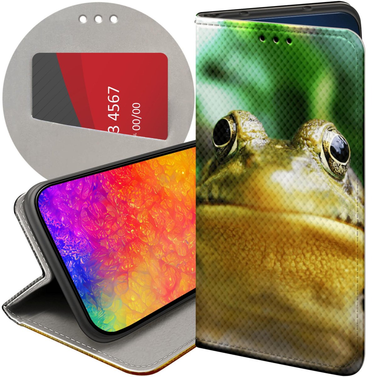 ETUI Z KLAPKĄ DO IPHONE 12 MINI WZORY ŻABKA ŻABA FROG FUTERAŁ POKROWIEC ...