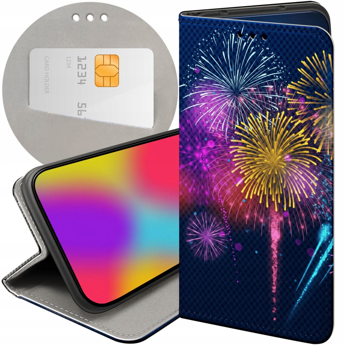 ETUI Z KLAPKĄ DO IPHONE 13 PRO MAX WZORY SYLWESTER IMPREZA NOWY ROK ...