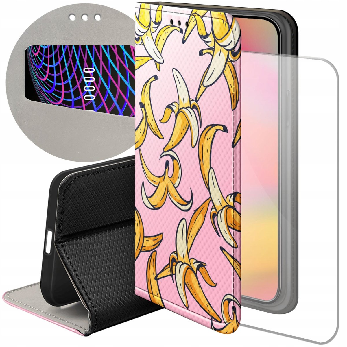 ETUI Z KLAPKĄ DO IPHONE 15 PLUS WZORY BANAN OWOC ŻÓŁTY FUTERAŁ ...