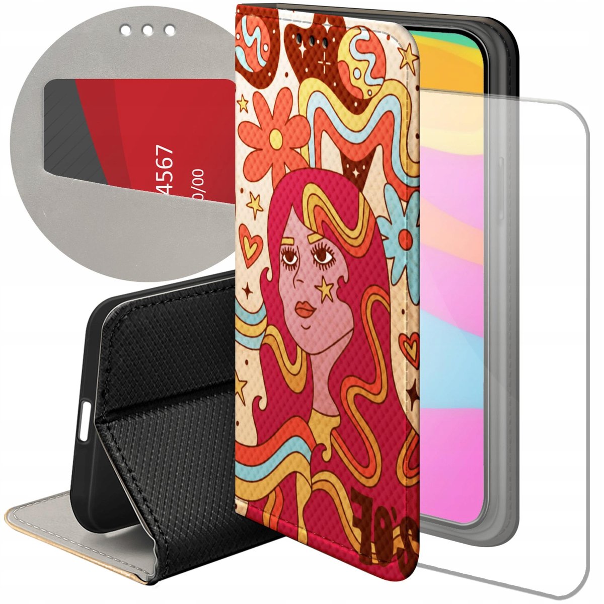 ETUI Z KLAPKĄ DO IPHONE 15 PLUS WZORY HIPPIE PEACE HIPPISI FUTERAŁ CASE ...