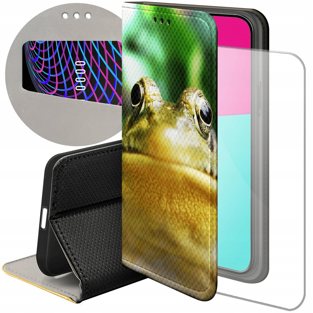 ETUI Z KLAPKĄ DO IPHONE 15 PRO MAX WZORY ŻABKA ŻABA FROG FUTERAŁ ...