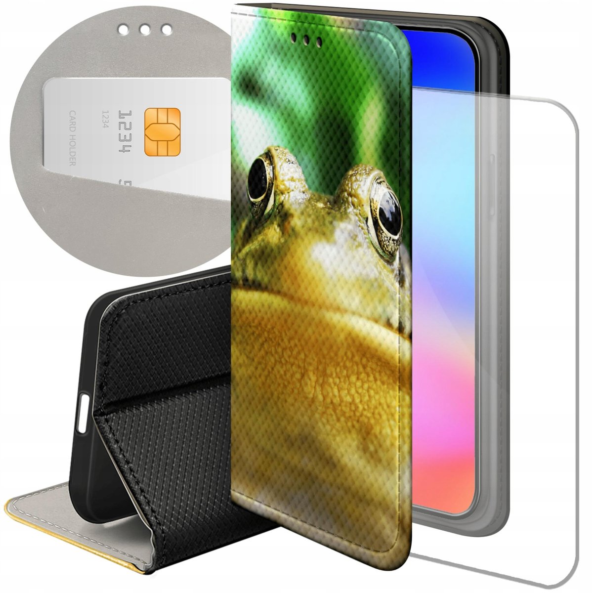 ETUI Z KLAPKĄ DO IPHONE 15 PRO WZORY ŻABKA ŻABA FROG FUTERAŁ POKROWIEC ...