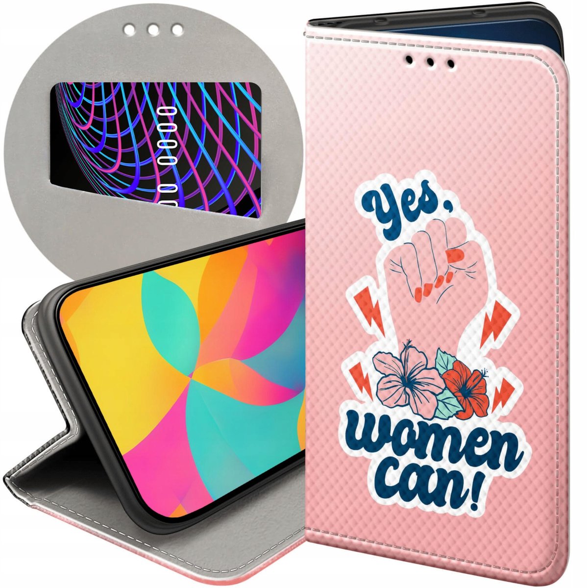 ETUI Z KLAPKĄ DO LG K40S WZORY SIŁA KOBIET GIRL POWER FEMINIZM FUTERAŁ ...